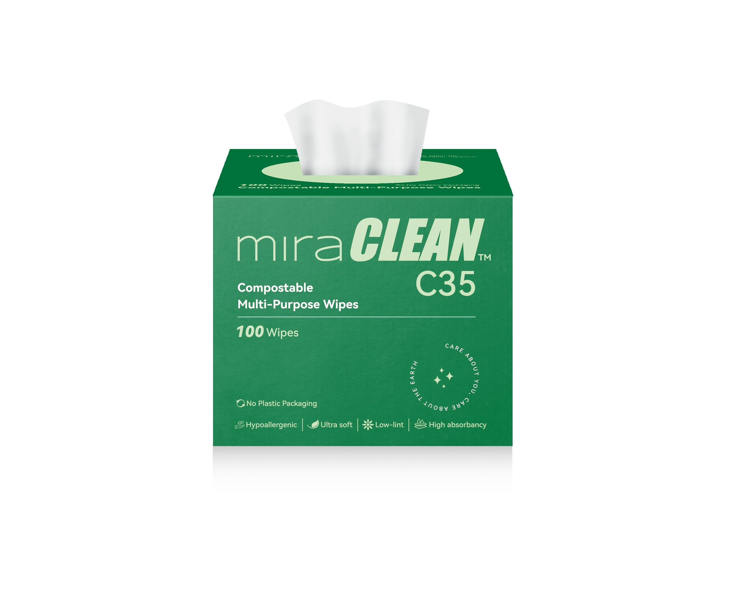 miraCLEAN C35 Compostable Biodegradable Multi-Purpose Wipes, 12 Boxes ...